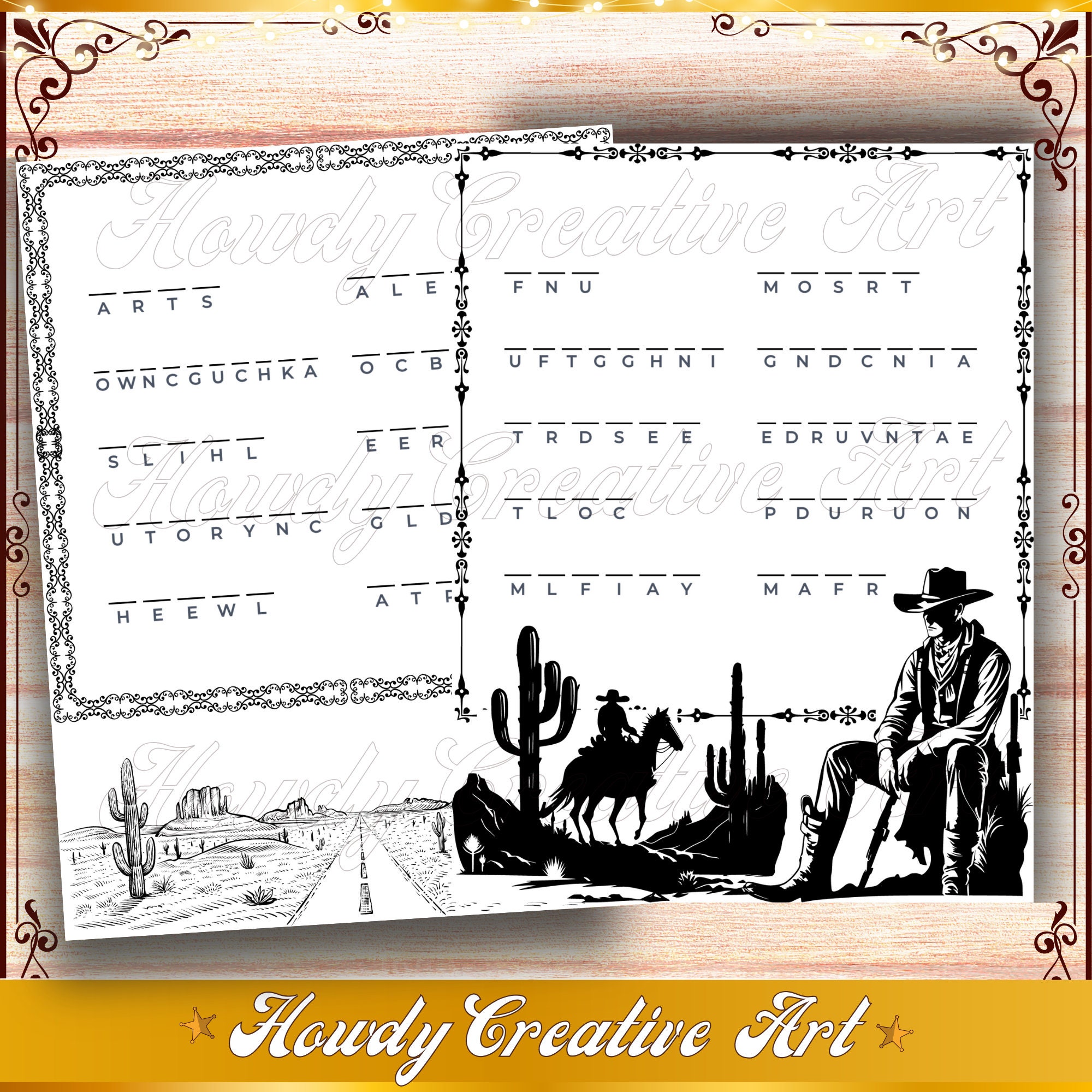 Printable Western Cowboy Word Scrambler Puzzles Game Worksheets | Fun ...