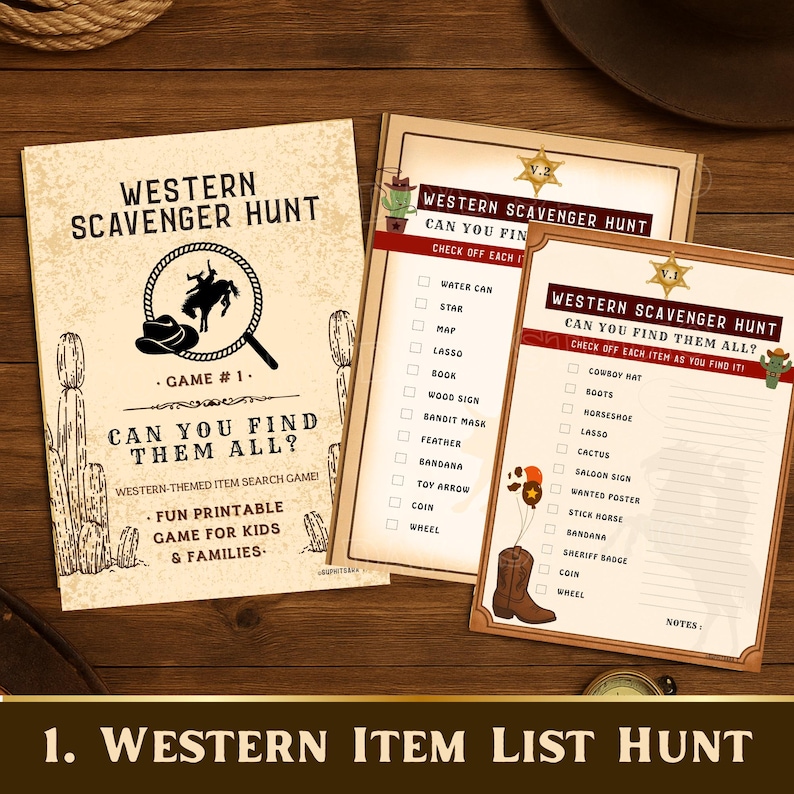 Western Scavenger Hunt Game: 7-in-1 Cowboy Party Games (printable) - Etsy