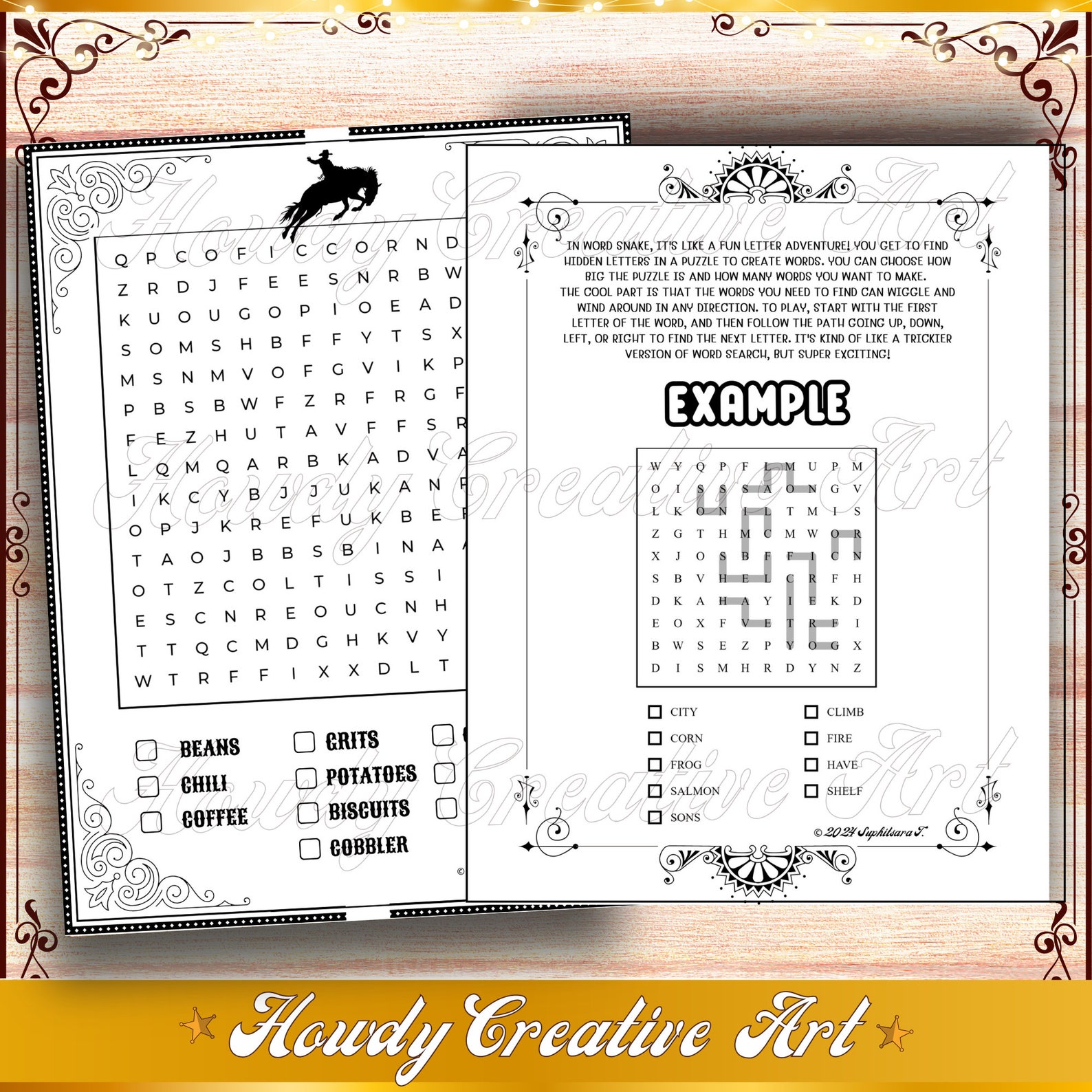 Printable Western Cowboy Word Snake Puzzle Sheets | Fun Word Game Old ...