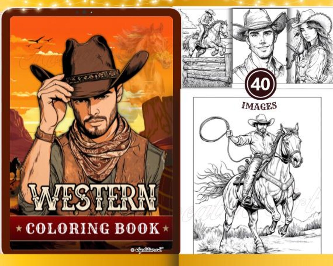 Western Coloring Pages L Cowboy Coloring Sheets for Adults | Digital ...
