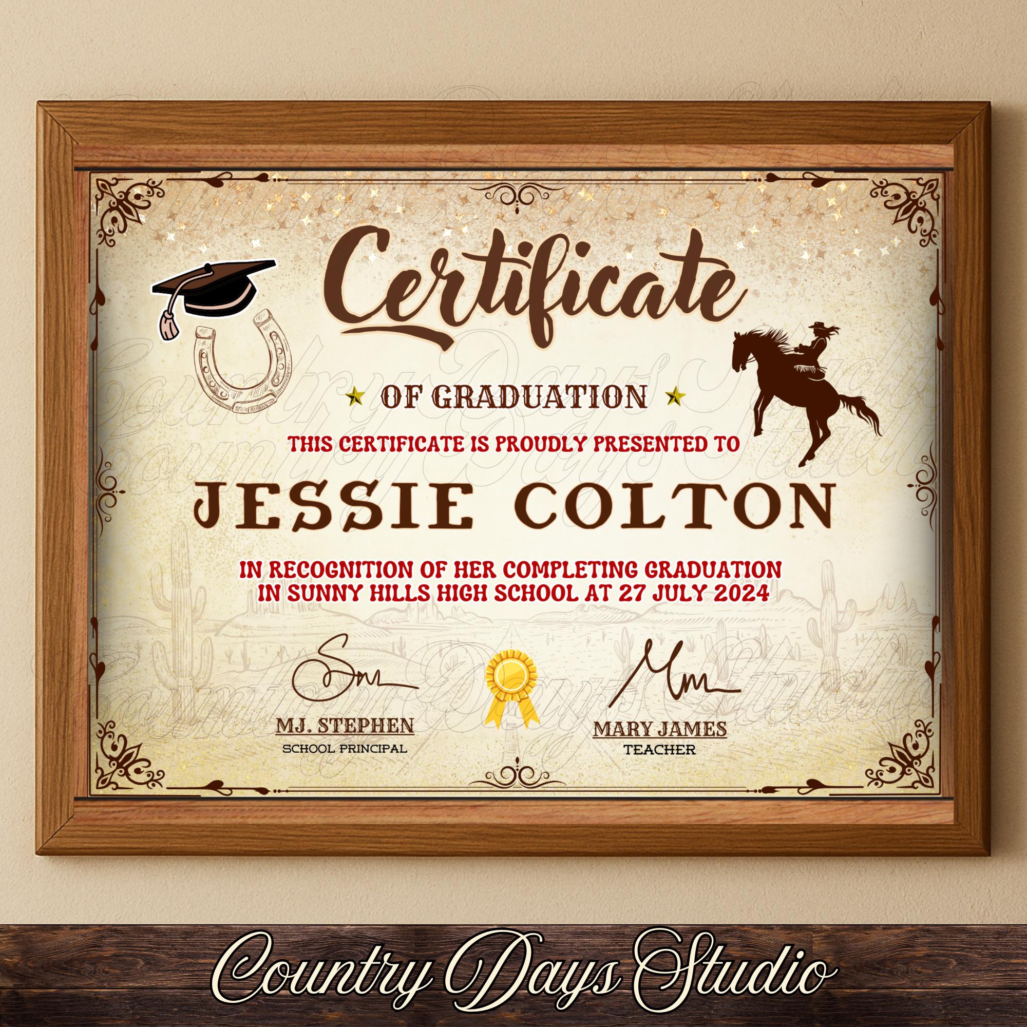 Country Western Certificate Templates
