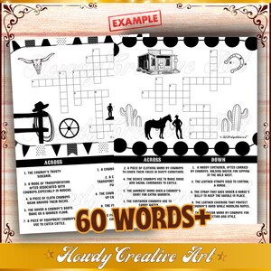 Western Word Game Fun Cowboy Country Theme Activity Sheets Wild West ...