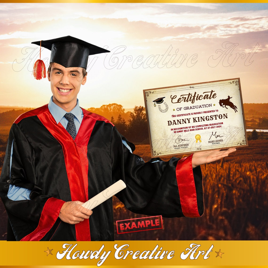 Editable Certificate of Graduation Western Themed Template | High ...