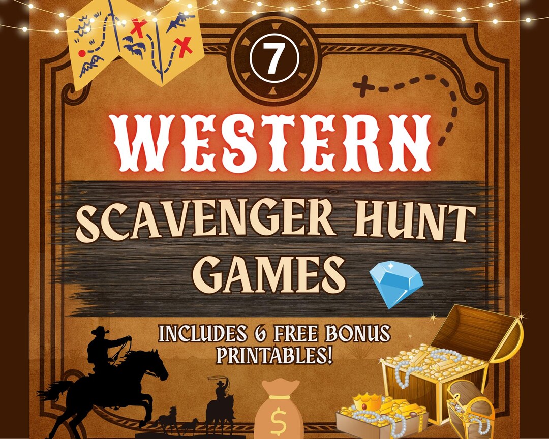 Western Scavenger Hunt Game | Printable Cowboy Scavenger Hunt | Wild ...