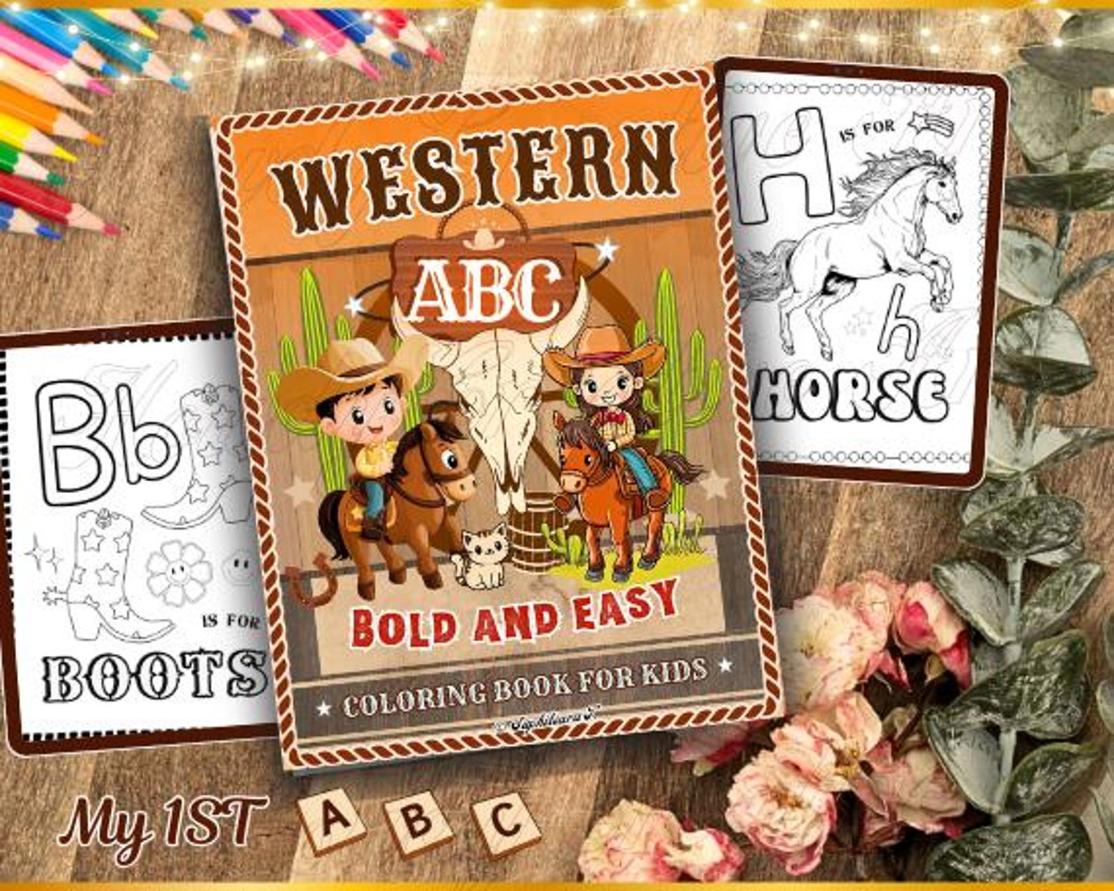 Cowboy ABC Coloring Pages | Fun Western Baby Shower Activity Pack for ...