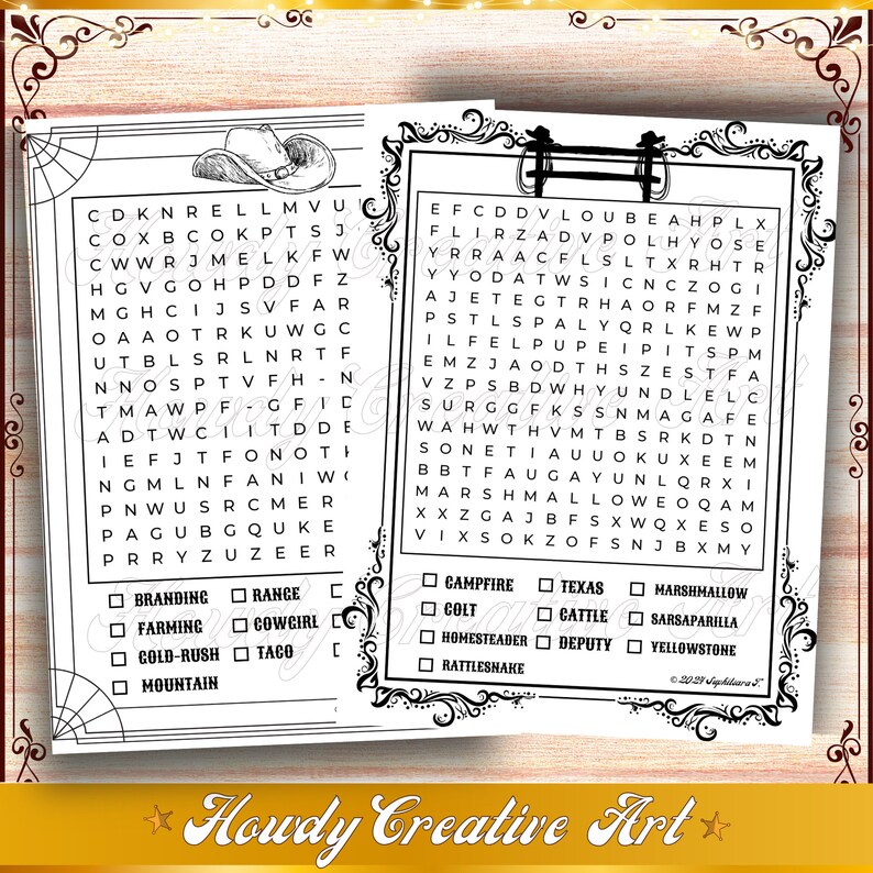 Western Cowboy Word Searches Printable for Kids and Adults | Fun Wild ...