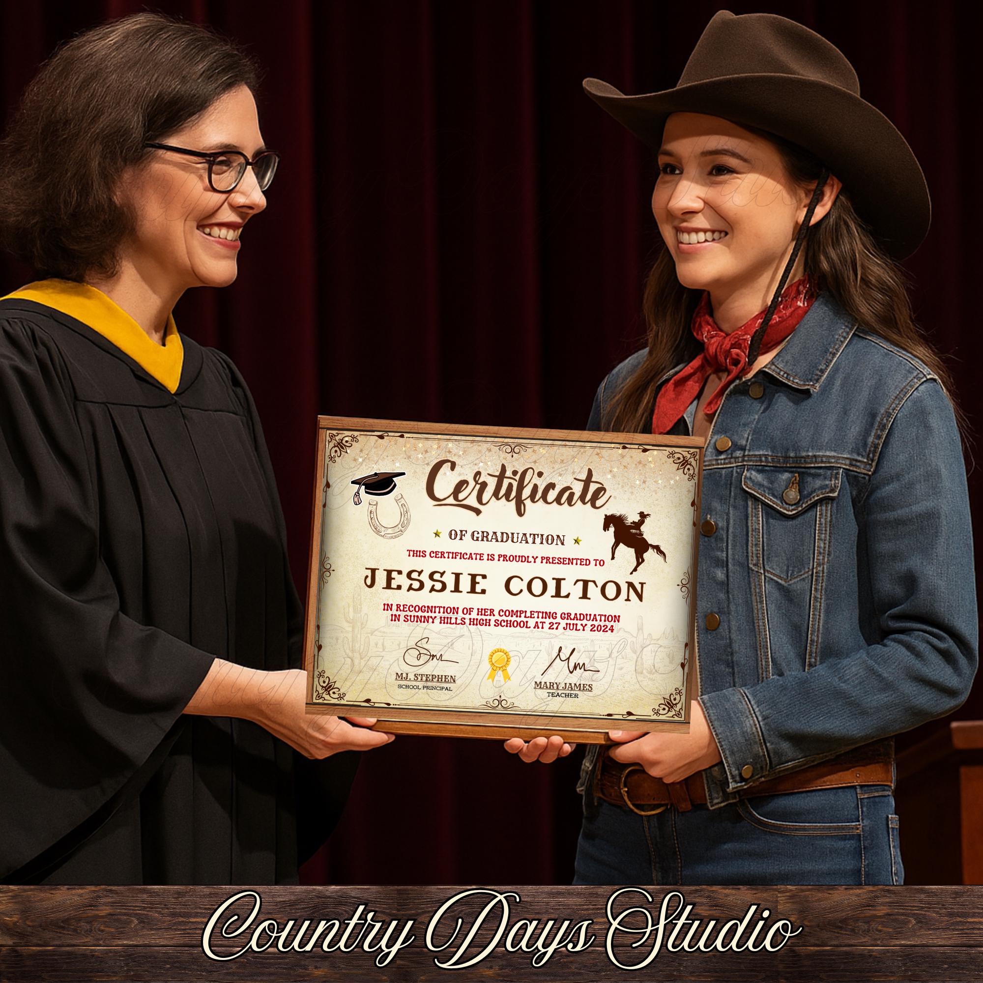Editable Western Graduation Certificate Template (digital Download) - Etsy