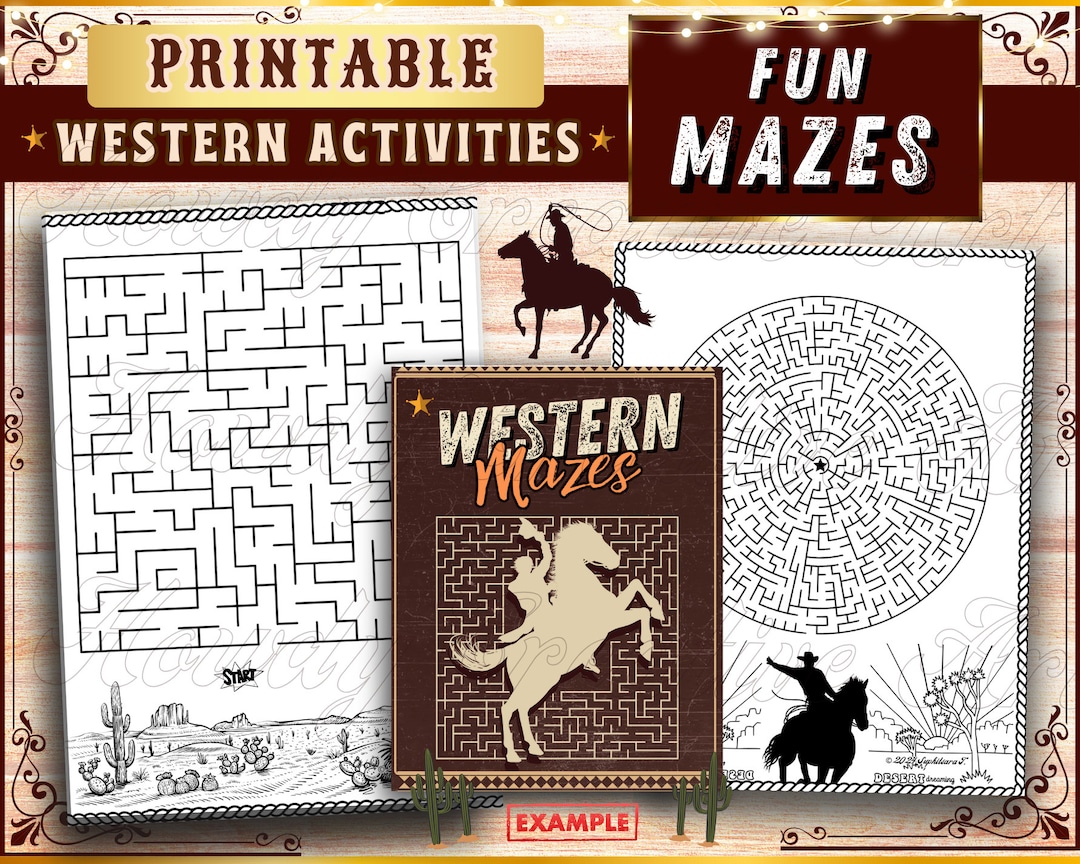 Printable Western Cowboy Maze Games | Fun Old West Activity Puzzle ...
