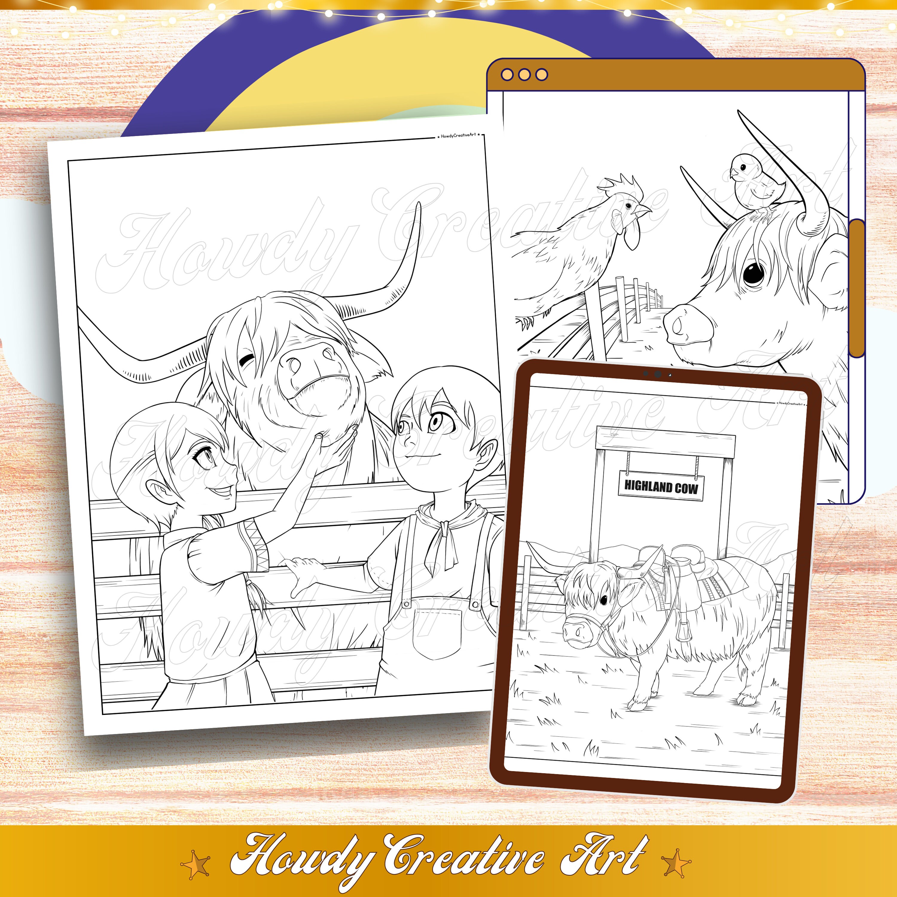 Highland Cow Coloring Pages | Cute Scottish Cows Activity Sheets for ...