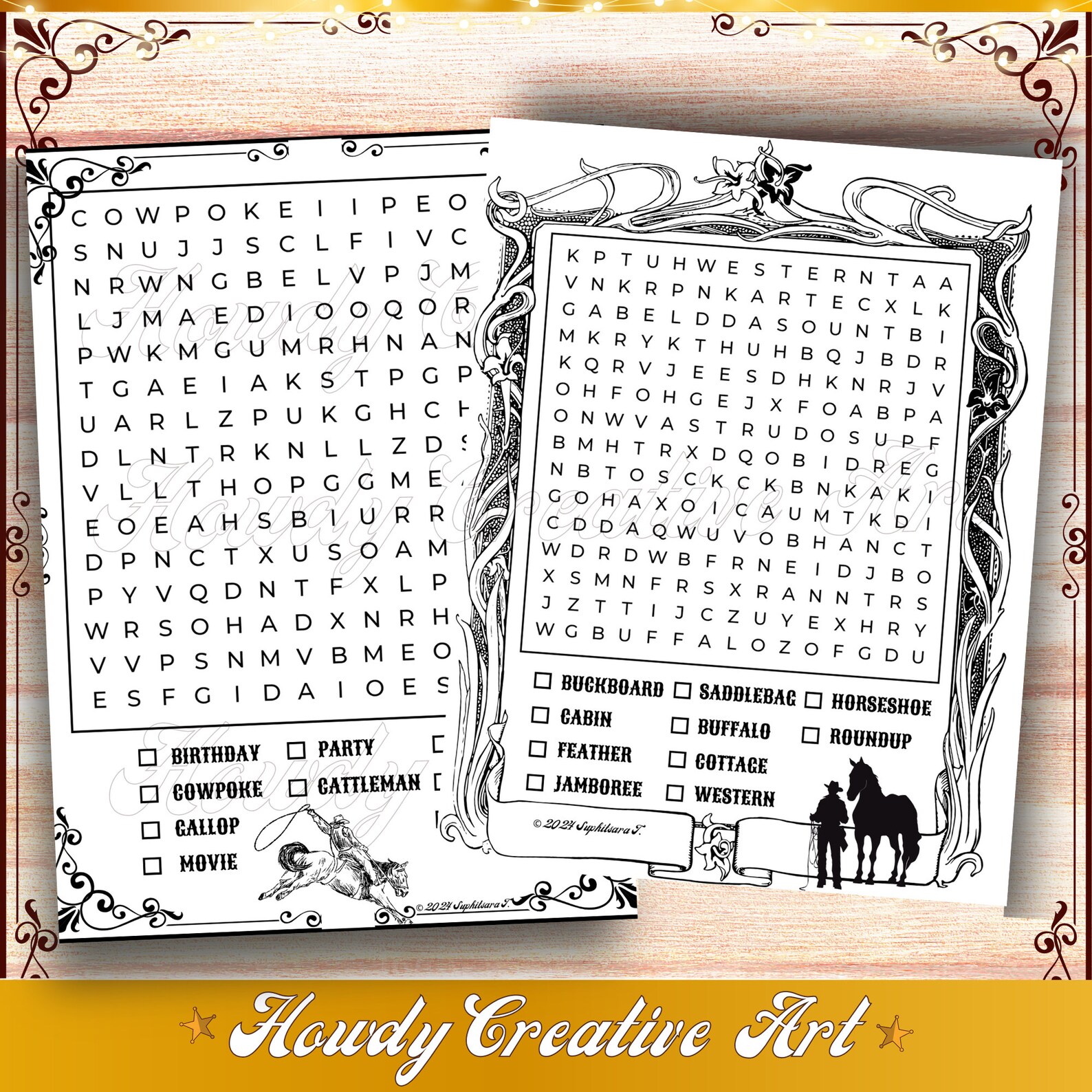 Western Word Game Fun Cowboy Country Theme Activity Sheets Wild West ...