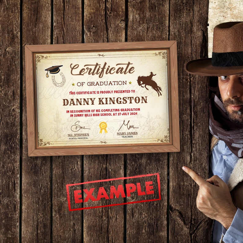 Editable Certificate of Graduation Western Themed Template | High ...