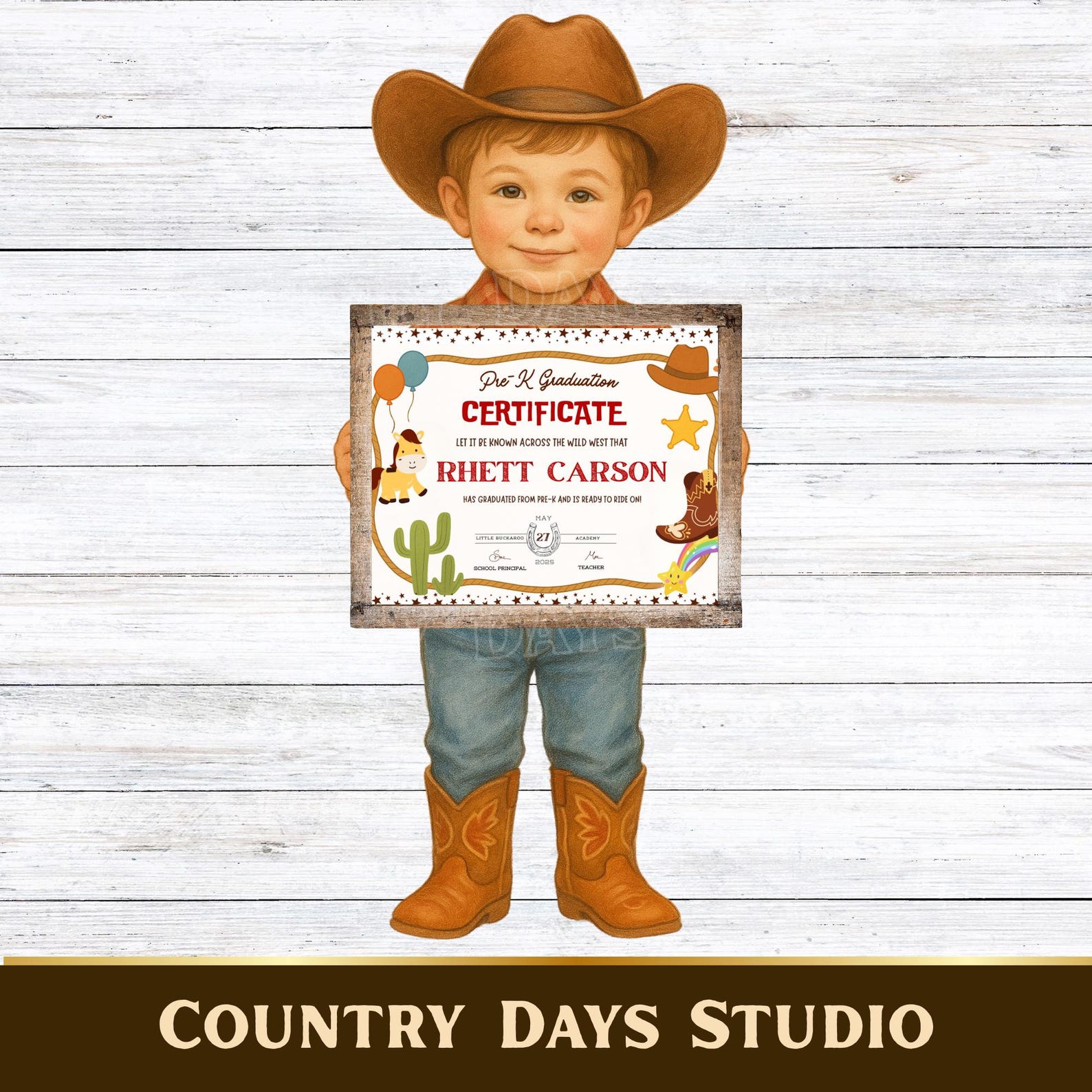 Editable Western Theme Pre-k Graduation Diploma | Cowboy Printable ...