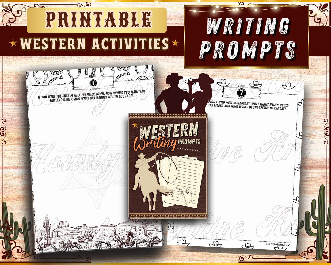 Printable Western Cowboy Creative Writing Prompts for Kids. Fun Wild ...