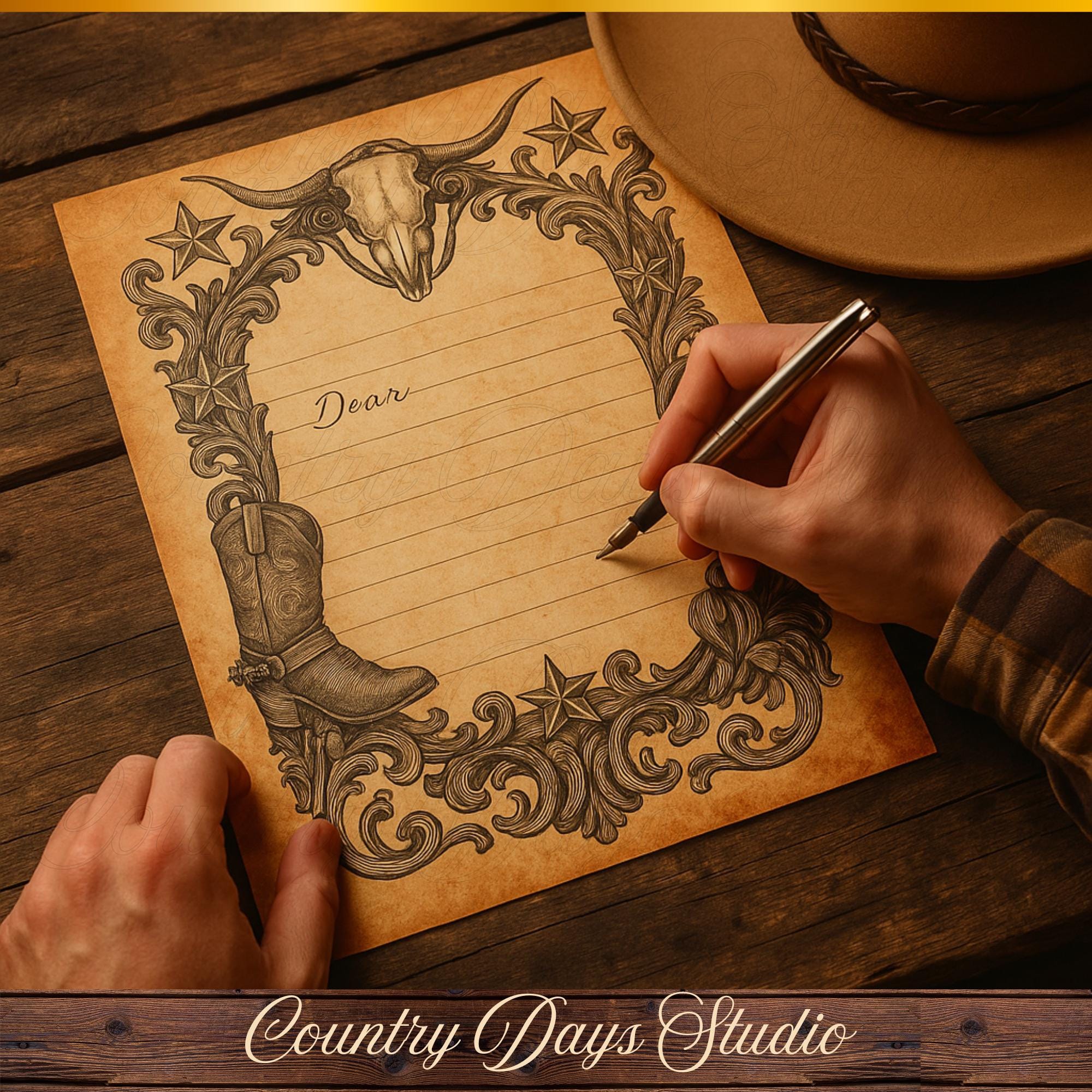 Vintage Western Writing Paper: Cowboy Journal Pages (digital Download ...