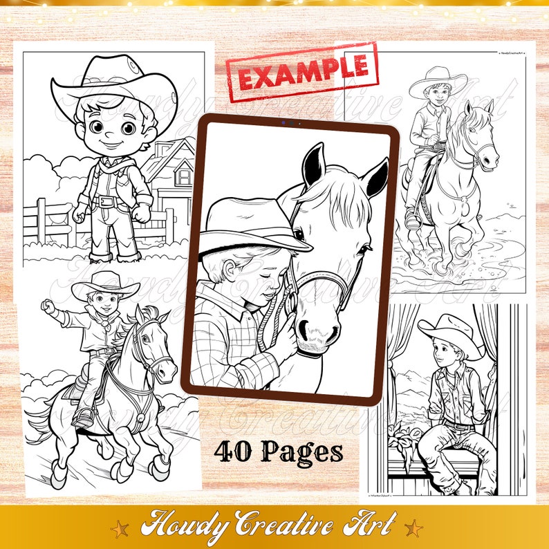 Cowboy Coloring Pages Cute Western Activity Illustrations Fun Wild West ...