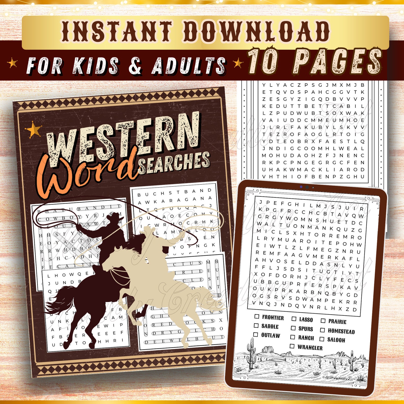 Western Cowboy Word Searches Printable for Kids and Adults | Fun Wild ...
