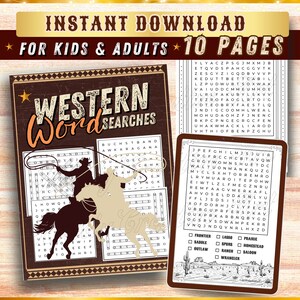Western Cowboy Word Searches Printable for Kids and Adults | Fun Wild ...