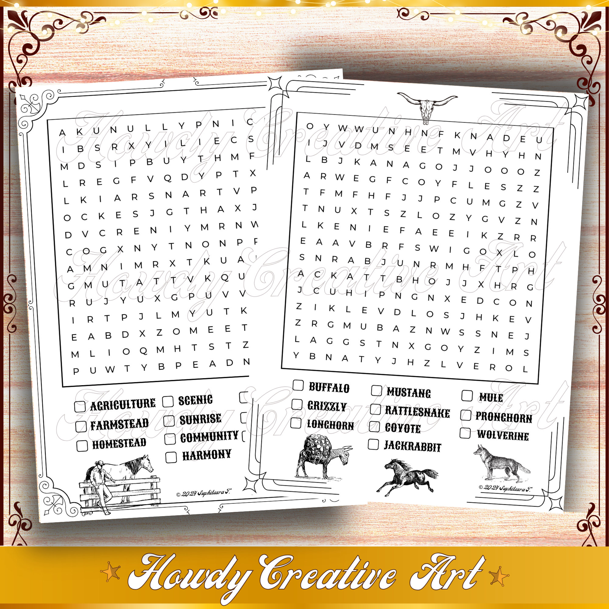 Printable Western Cowboy Word Snake Puzzle Sheets | Fun Word Game Old ...