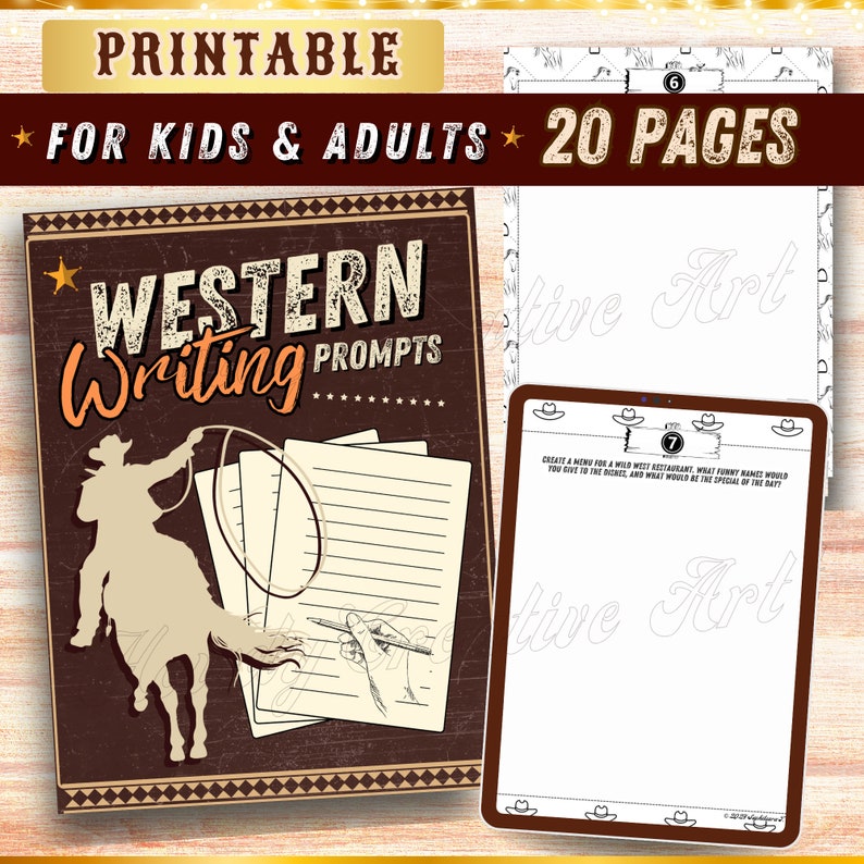 Printable Western Cowboy Creative Writing Prompts for Kids. Fun Wild ...