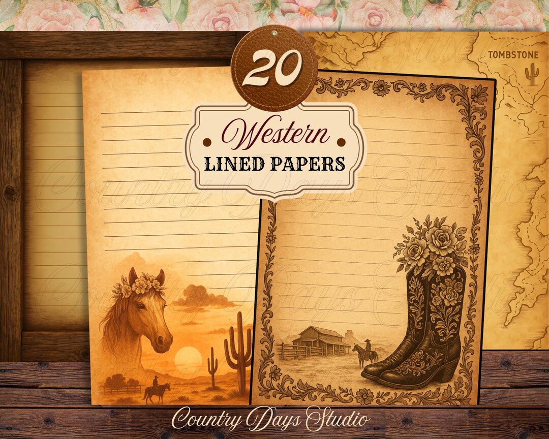 Western Lined Writing Papers: Cowboy Journal Pages (PDF Download) - Etsy