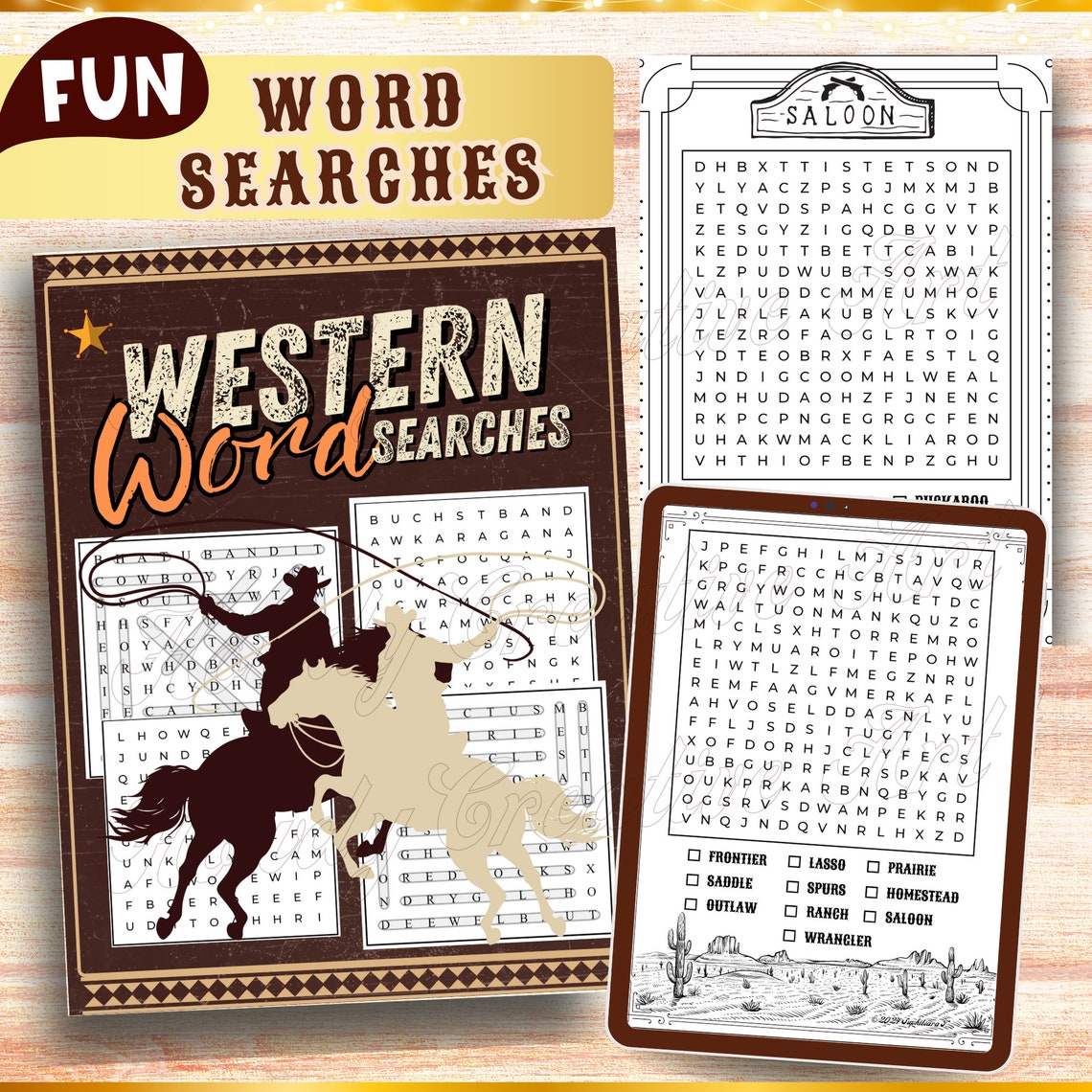 Western Word Game Fun Cowboy Country Theme Activity Sheets Wild West ...