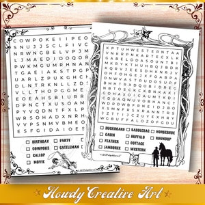 Western Cowboy Word Searches Printable for Kids and Adults | Fun Wild ...