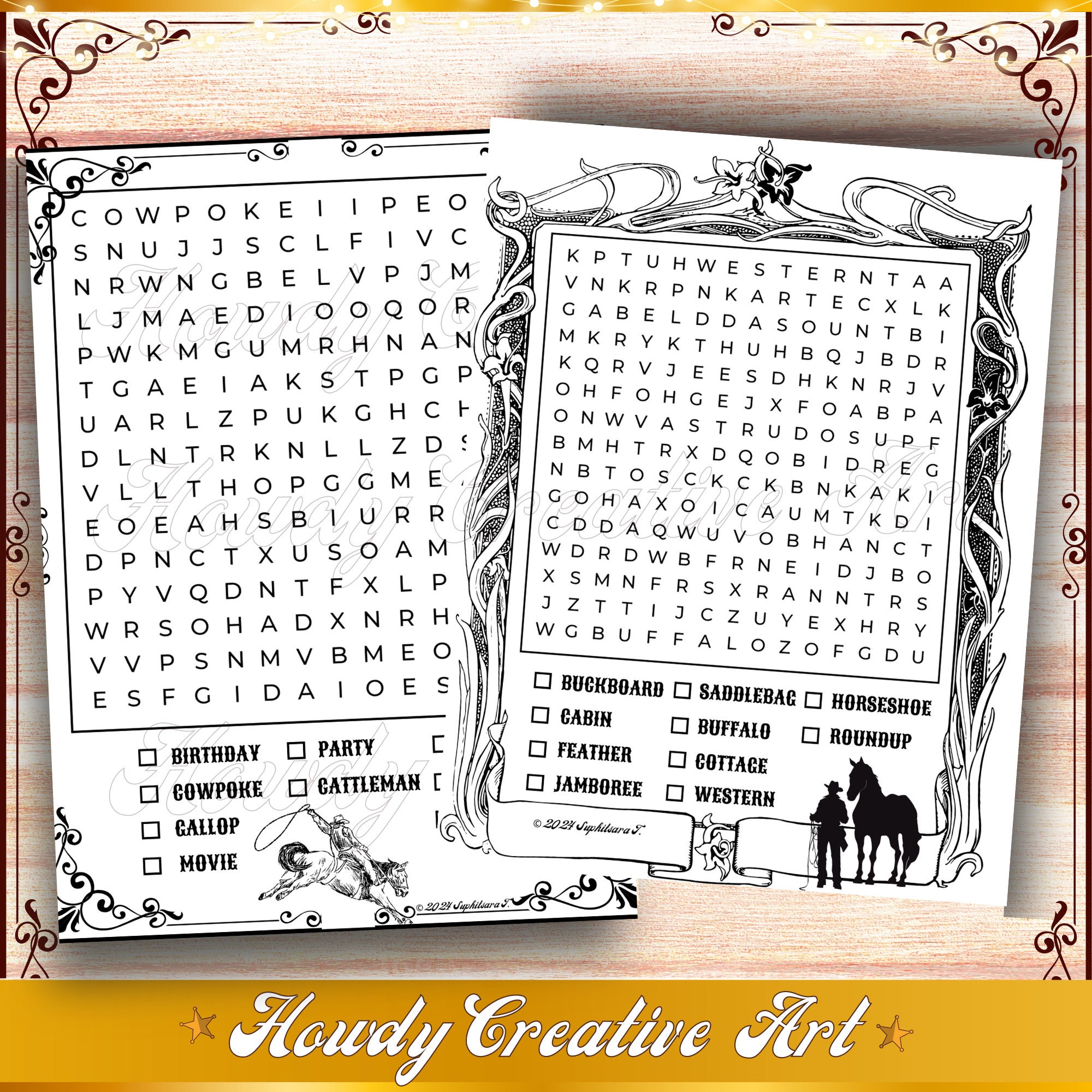 Western Cowboy Word Searches Printable for Kids and Adults Fun Wild ...