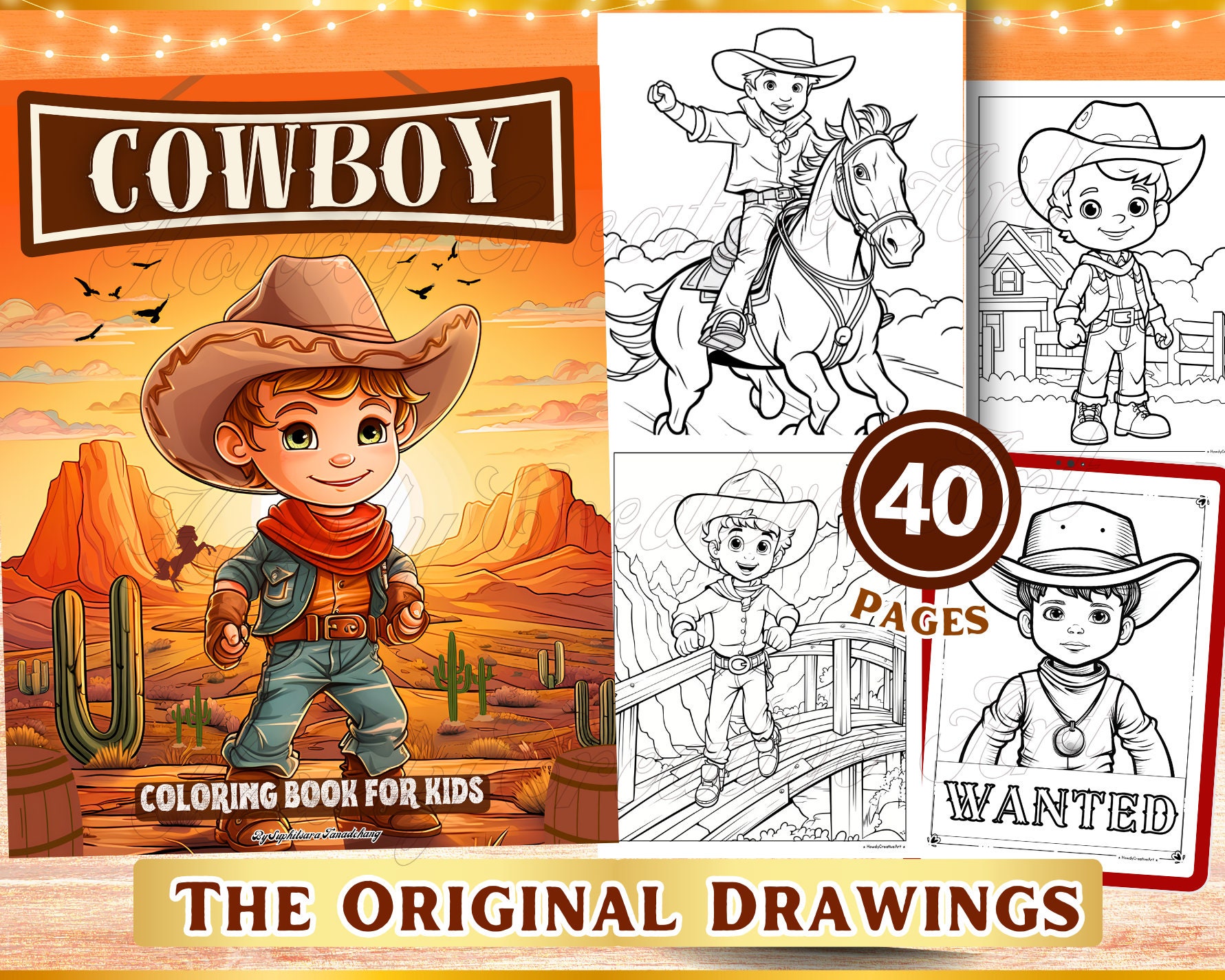 Cowboy Coloring Pages Cute Western Activity Illustrations Fun Wild West ...