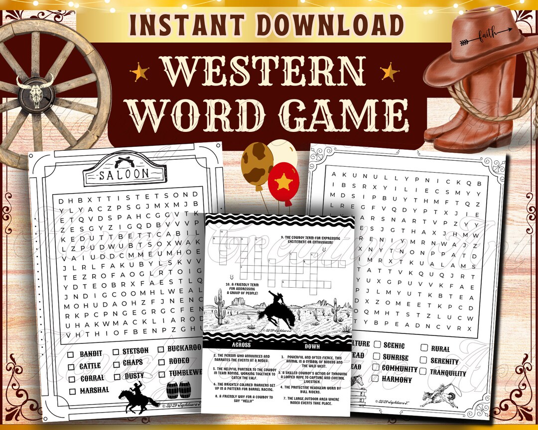 Western Word Game | Fun Cowboy Country Theme Activity Sheets | Wild ...