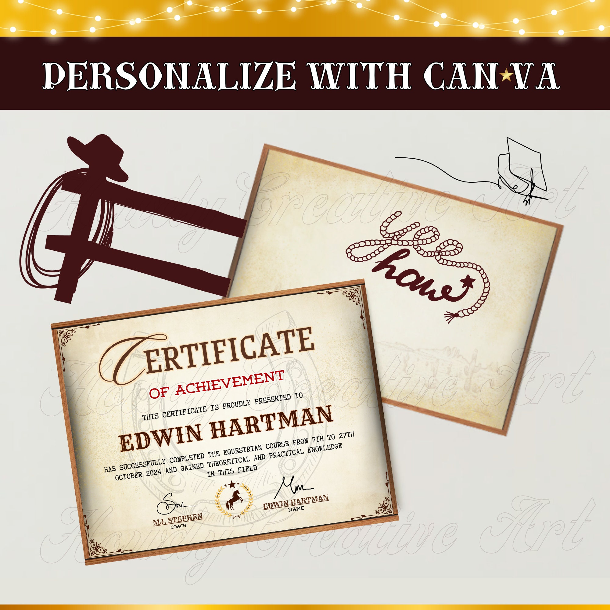 Editable Certificate of Achievement Western Themed | Personalized ...