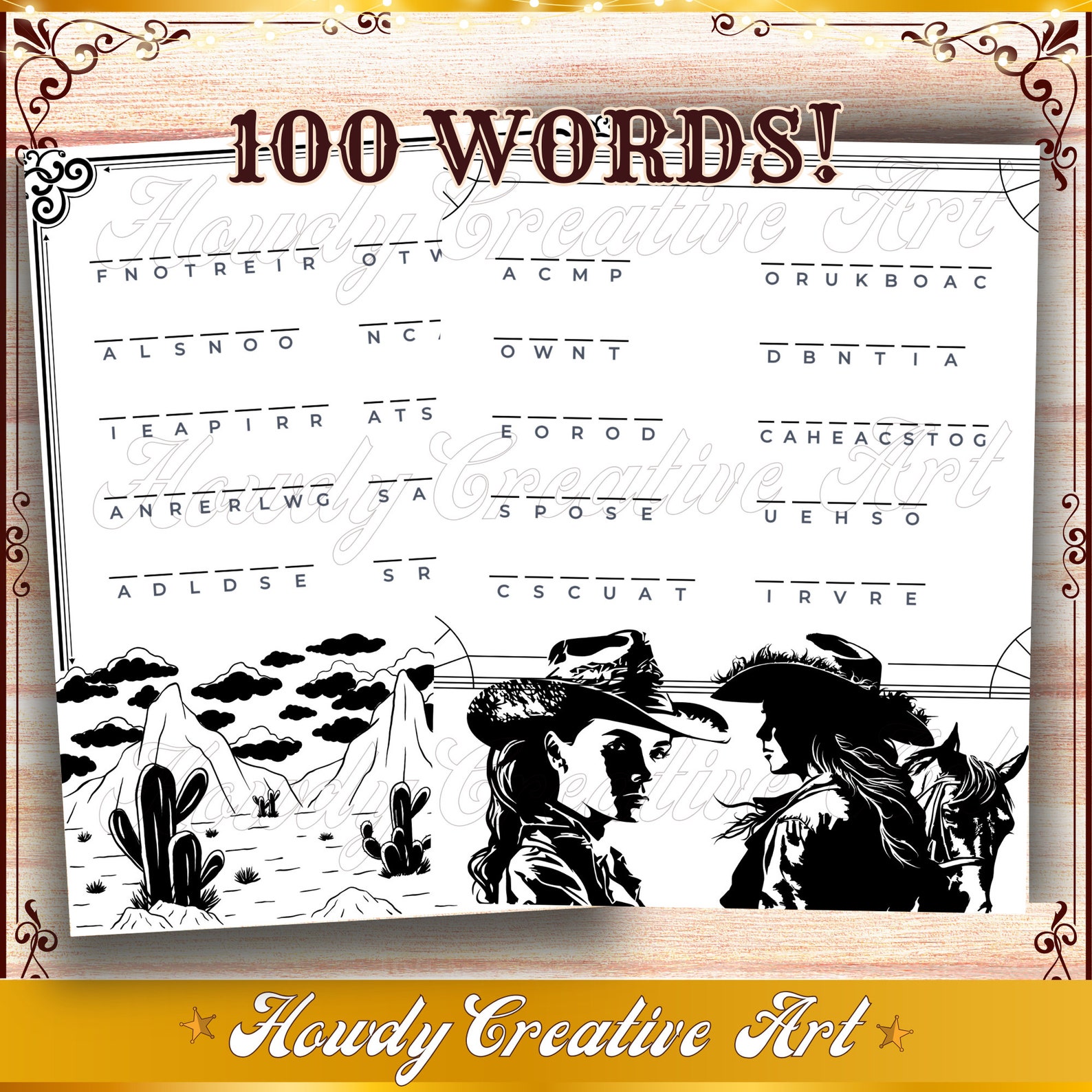 Printable Western Cowboy Word Scrambler Puzzles Game Worksheets | Fun ...