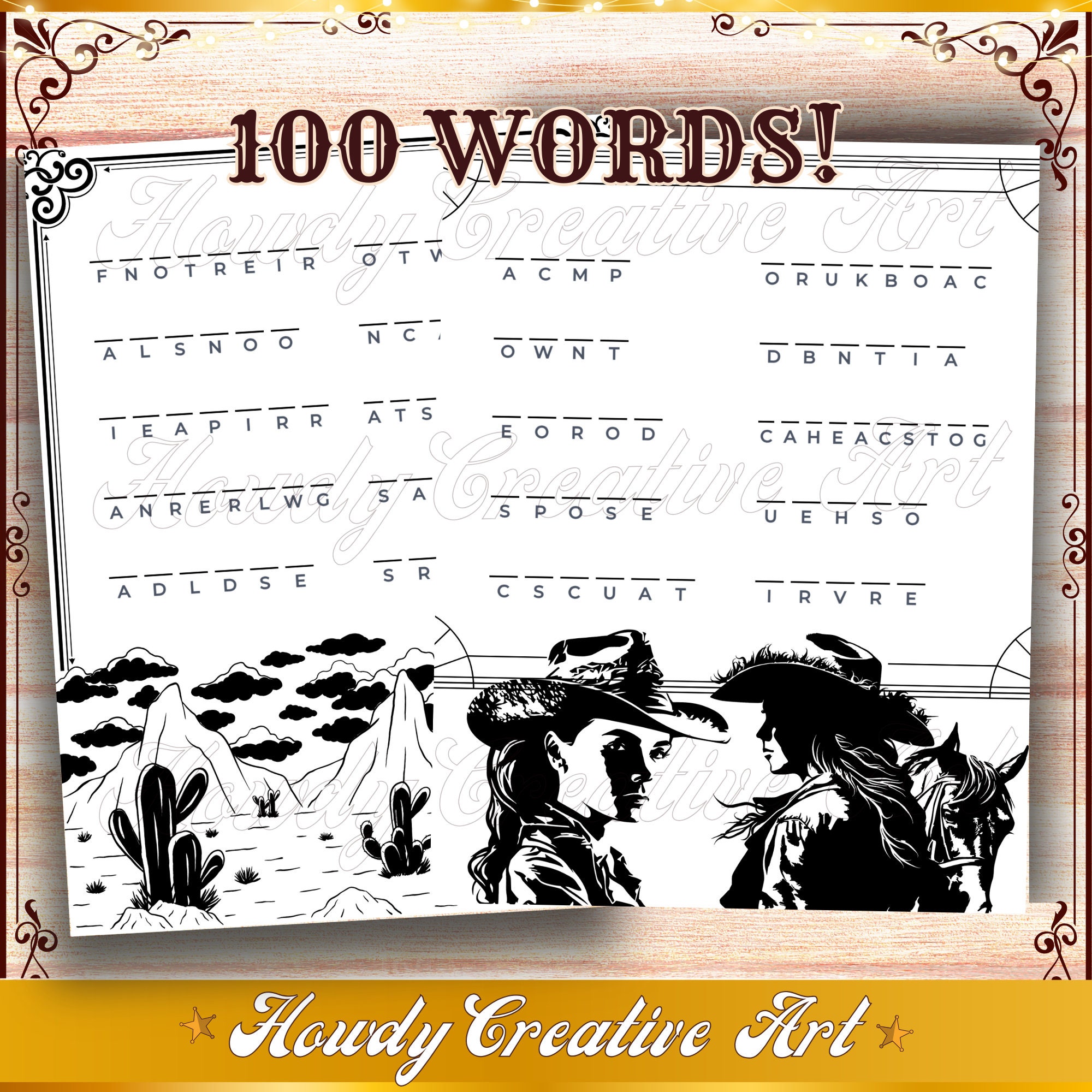 Printable Western Cowboy Word Scrambler Puzzles Game Worksheets | Fun ...