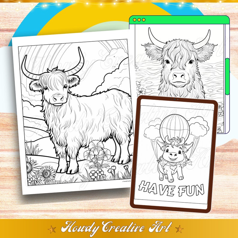 Cute Highland Cow Printable Kids Coloring Pages | Fun Scottish Cows ...