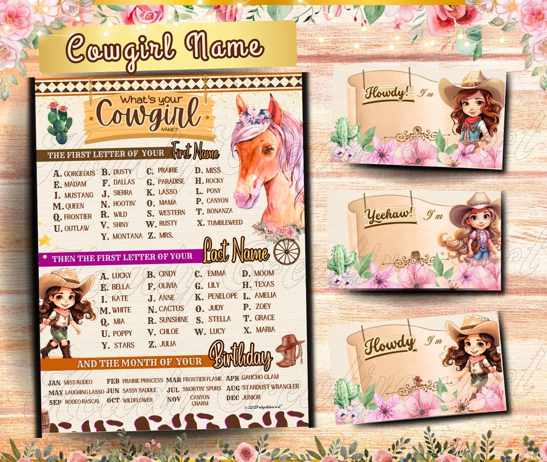 Western Game Printable | What's Your Cowgirl Name for Wild West Party ...