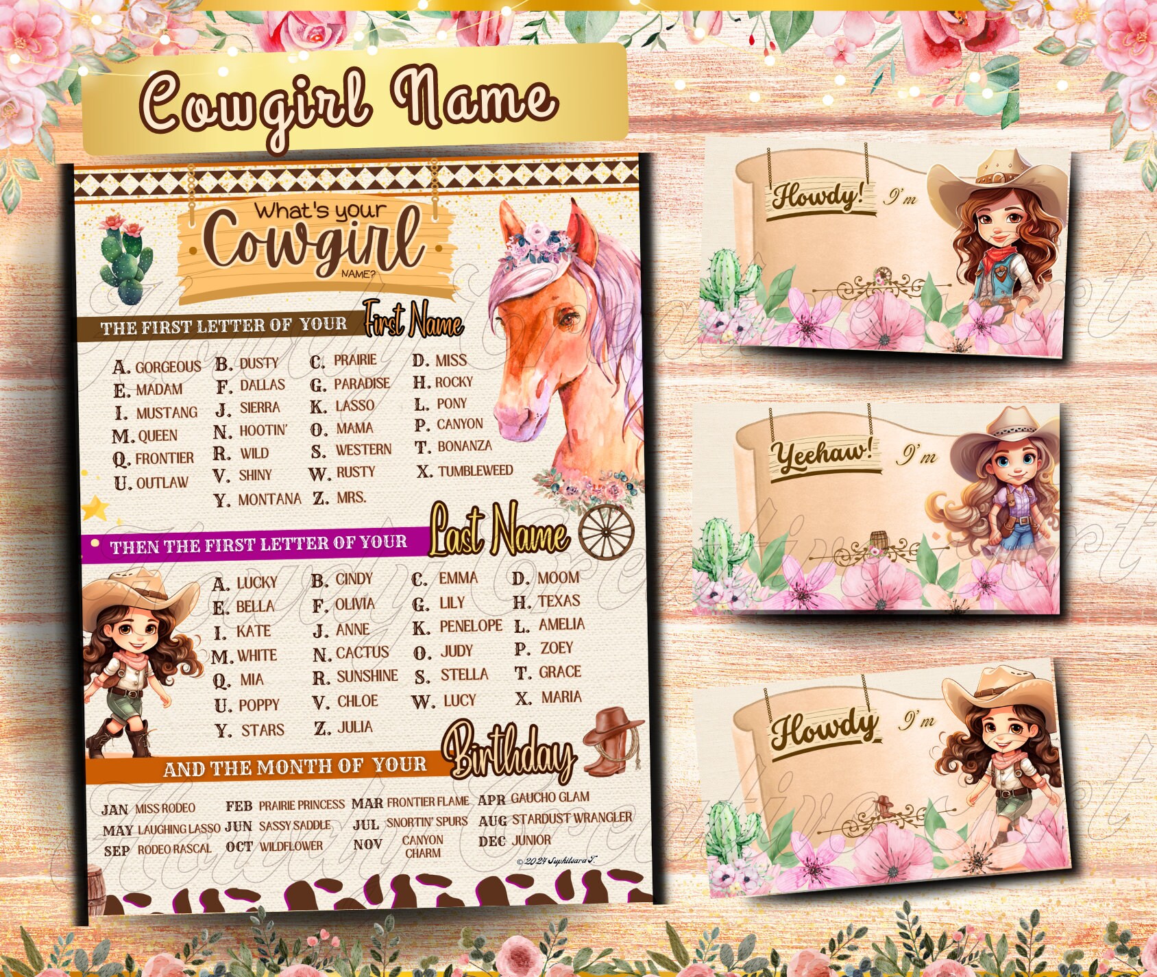 Western Game Printable Whats Your Cowgirl Name For Wild West Party Name Tags And Name Cards Fun