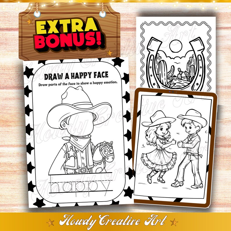 Cowboy ABC Coloring Pages | Fun Western Baby Shower Activity Pack for ...