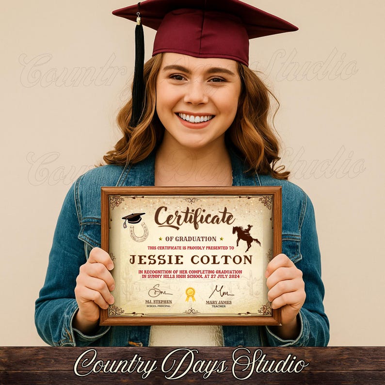 Editable Western Graduation Certificate Template (digital Download) - Etsy