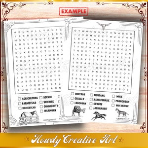 Western Word Game Bundle: Cowboy Word Search, Crossword (digital ...