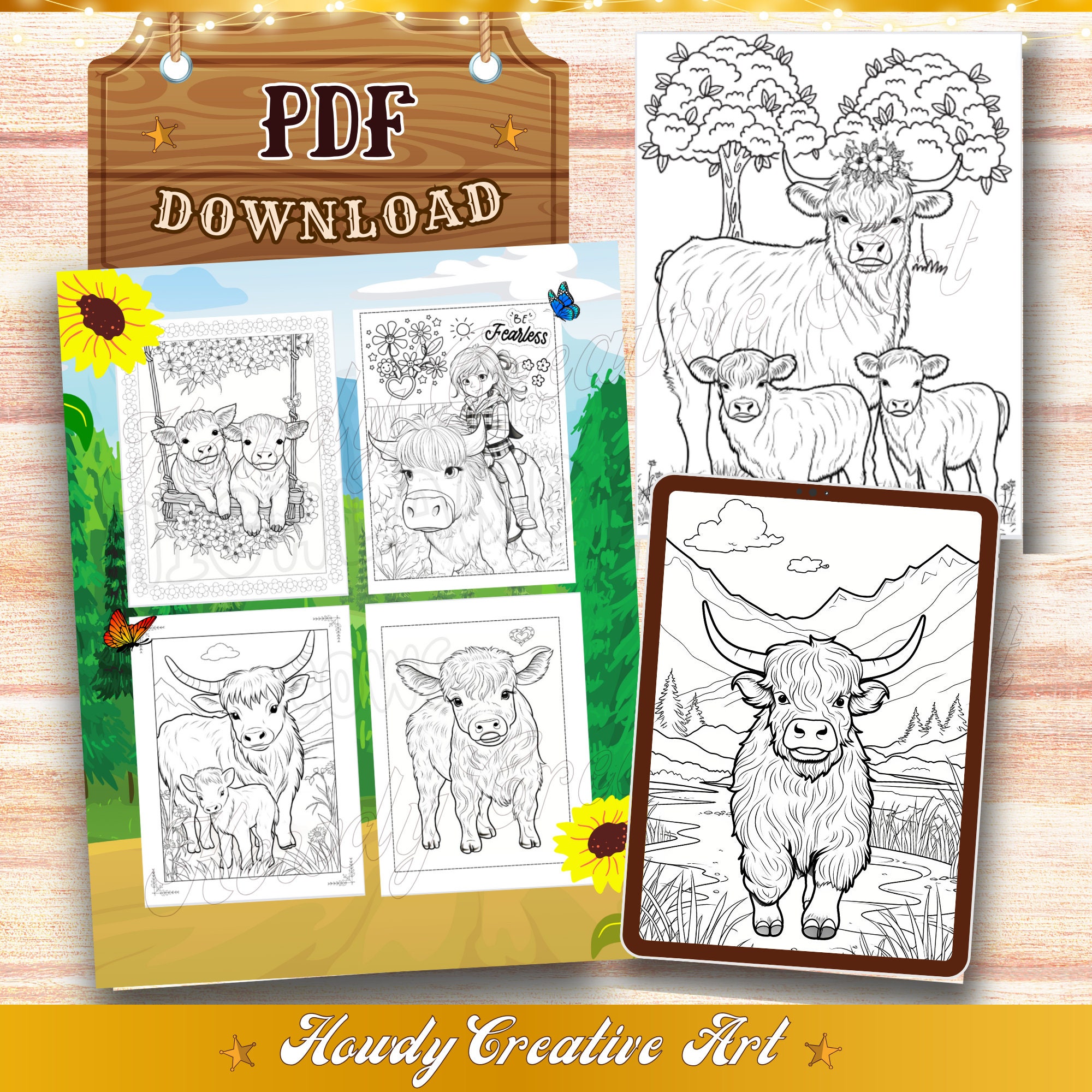 Highland Cow Coloring Pages Cute and Fun Scottish Cows Activity ...