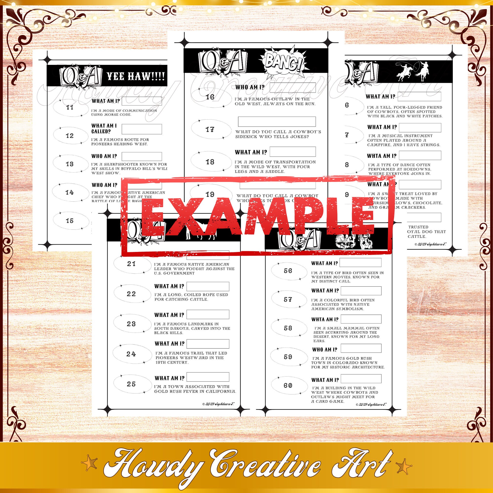 Western Cowboy Riddle Hunt Game: 60 Questions (printable PDF) - Etsy