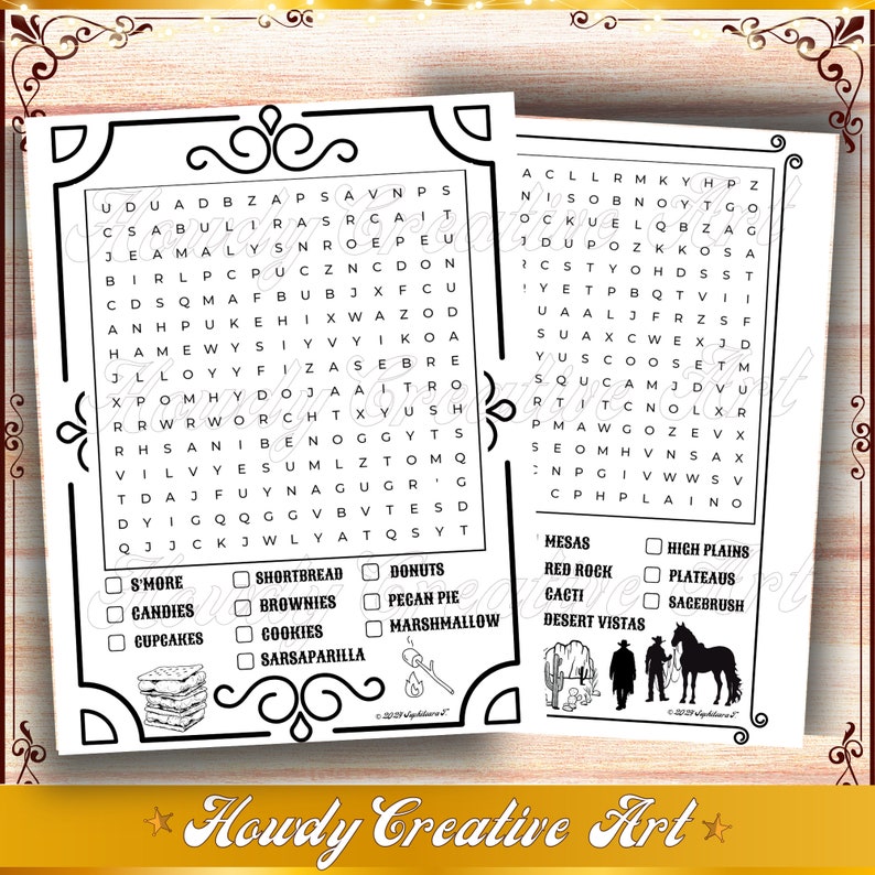 Printable Western Cowboy Word Snake Puzzle Sheets | Fun Word Game Old ...