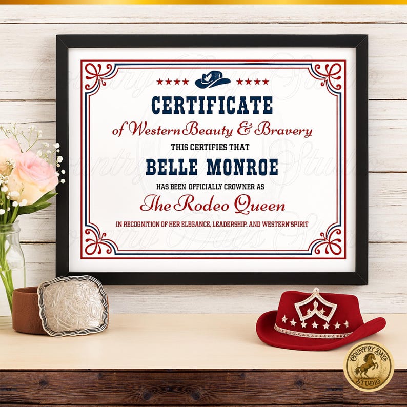 Editable Rodeo Queen Certificate Template: Western Pageant Award ...
