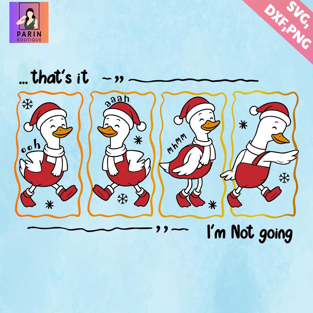 Funny Christmas Duck Cartoon Svg Png,cute Holiday Duck,santa Hat Duck ...