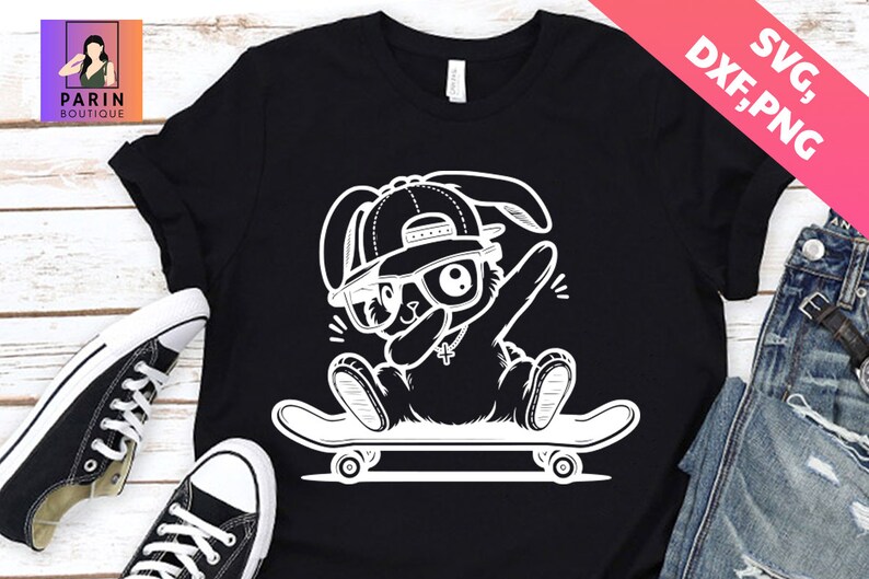 Cute Bunny Skateboarding Svg, Dabbing Easter, Skate Board, Bunny ...