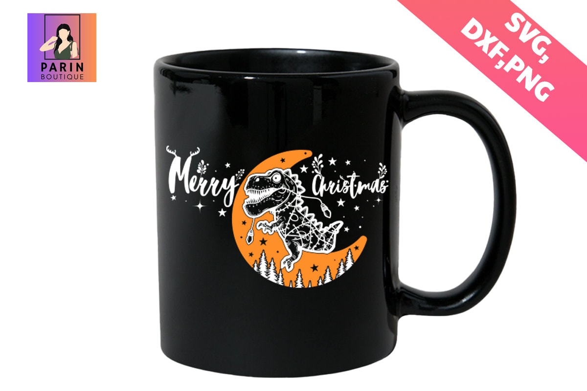 Moon Forest and T-rex Dinosaur Christmas V2 Svg, Christmas T-rex ...
