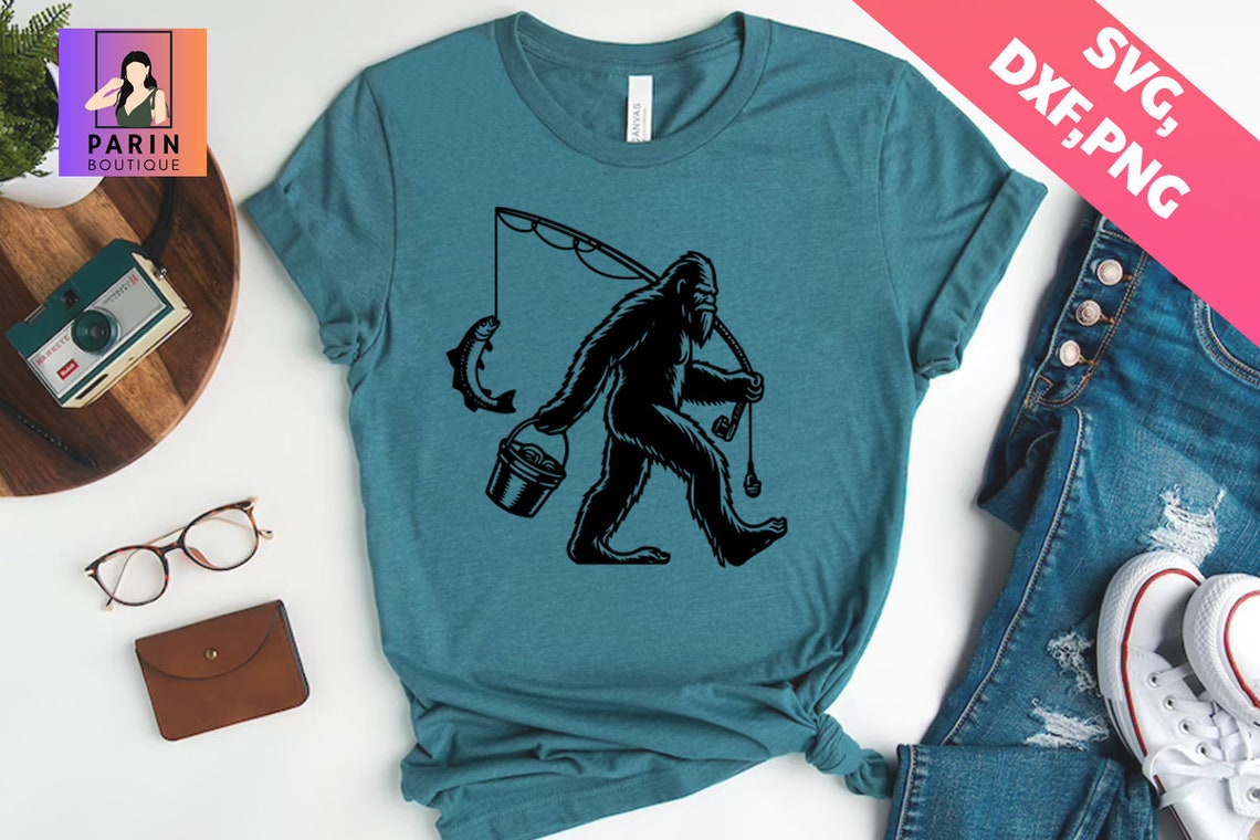 Bigfoot Fishing Svg,funny Bigfoot Svg,big Foot Svg,fish Hook Svg ...