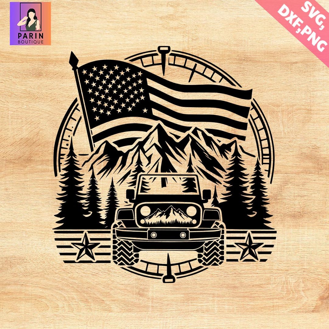 Patriotic off Road SVG: USA Flag, Mountain Adventure (digital Download ...