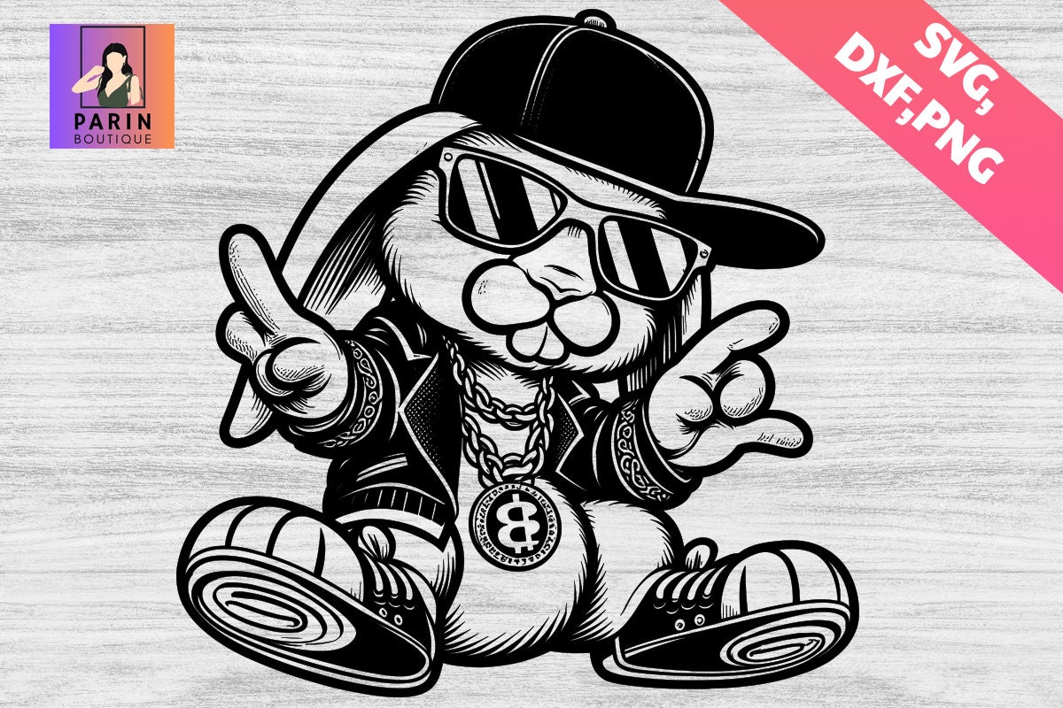 Cute Easter Bunny Hip Hop V2 Svg, Cool Hip-hop Rabbit Svg, Hip Hop ...