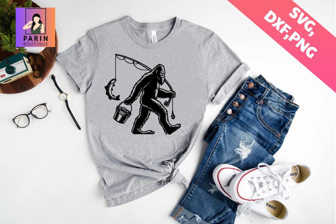 Bigfoot Fishing Svg,funny Bigfoot Svg,big Foot Svg,fish Hook Svg,sasquatch Svg,bigfoot Clipart ...