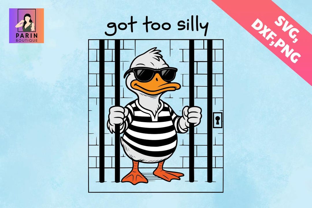 Funny Duck Jail Svg Png,cool Cartoon Duck in Prison,silly Animal Humor ...